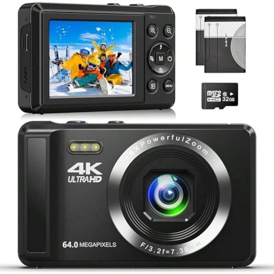 4K 64MP Digital Camera - Autofocus UHD Compact Camera - Rechargeable ...