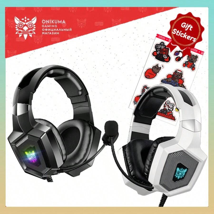 ONIKUMA ONIKUMA K8 White And Black Headset Over-Ear Gaming Headset With ...
