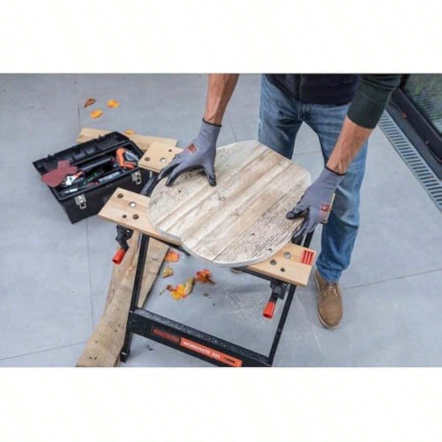 Dual Height Heavy Duty Steel Frame Workbench Tool Stand Saw Horse BLACK ...