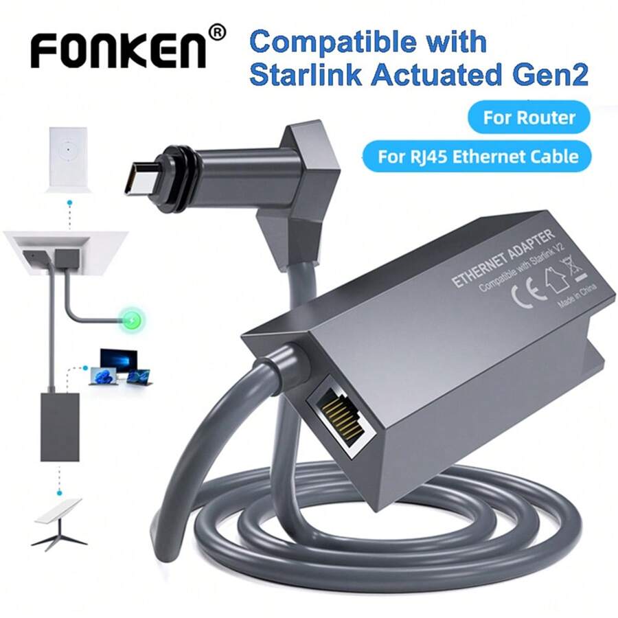 Fonken Starlink V2 Ethernet Adapter RJ45 Dish Female To Router Male For ...