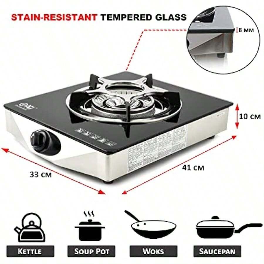 NJ NGB-S1 Indoor Portable Gas Stove - Single Burner Gas Hob Table Top ...