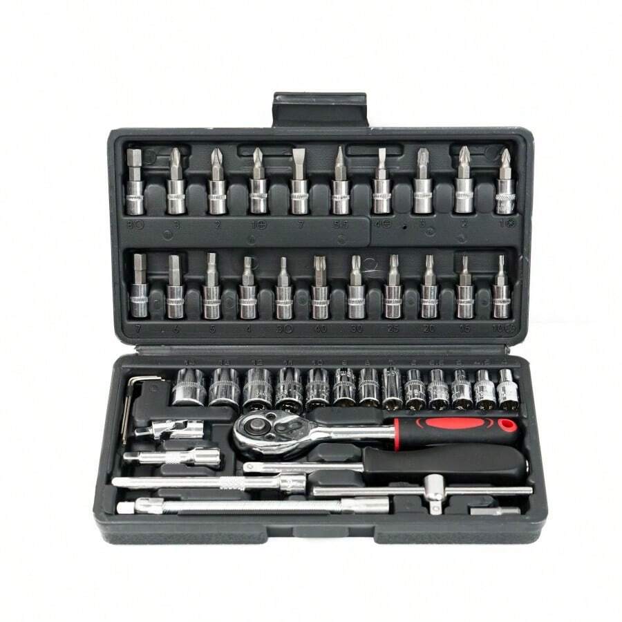 46-Piece Automotive Repair Tool Set With Socket Wrench, Ratchet, Car ...