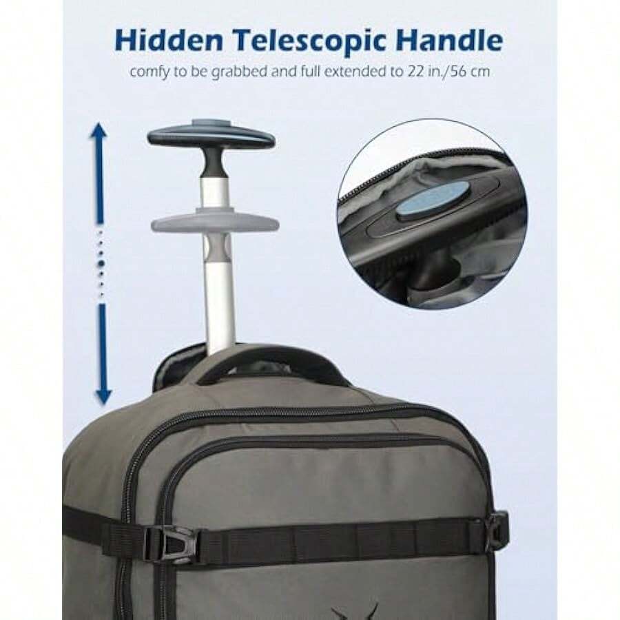 42L Carry On Rolling Backpack With Wheels Large Flight Approved Hand ...