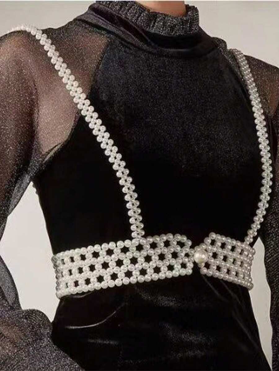 French Style Personalized Body Chain, Beaded Weaving Sweet And Cool ...