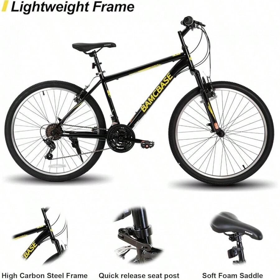 HILAND 26 27.5 Inch Mountain Bike, Mens And Womens MTB With 21 Speeds, High-Tensile Steel Frame ...