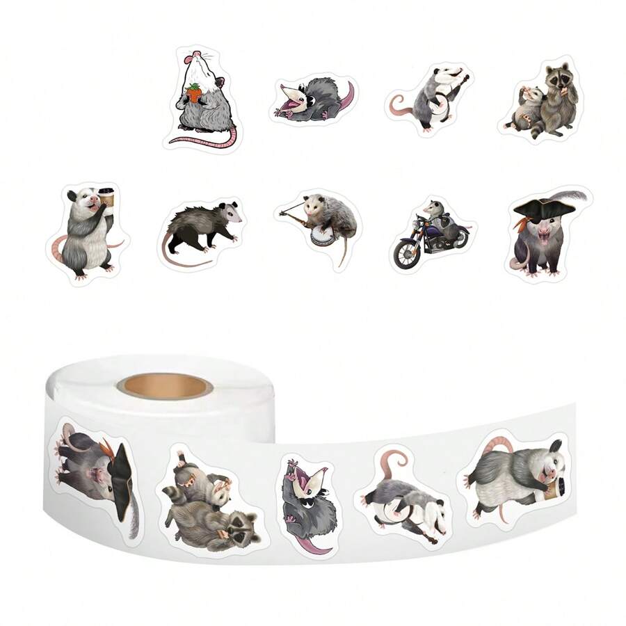 500PCSCute Cartoon Rats Stickers Roll Vinyl Aesthetics Stickers For ...