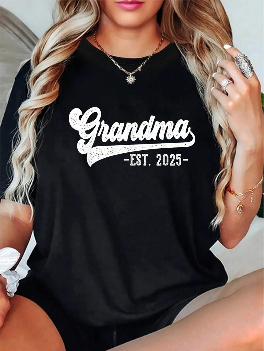 100% Cotton Grandma Est 2025 Grandma To Be Gifts New Grandma 2025 T ...