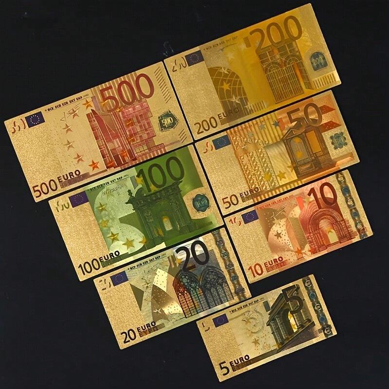 Luxury Golden Foil Euro Collectible Set - 7pcs Commemorative Banknote ...