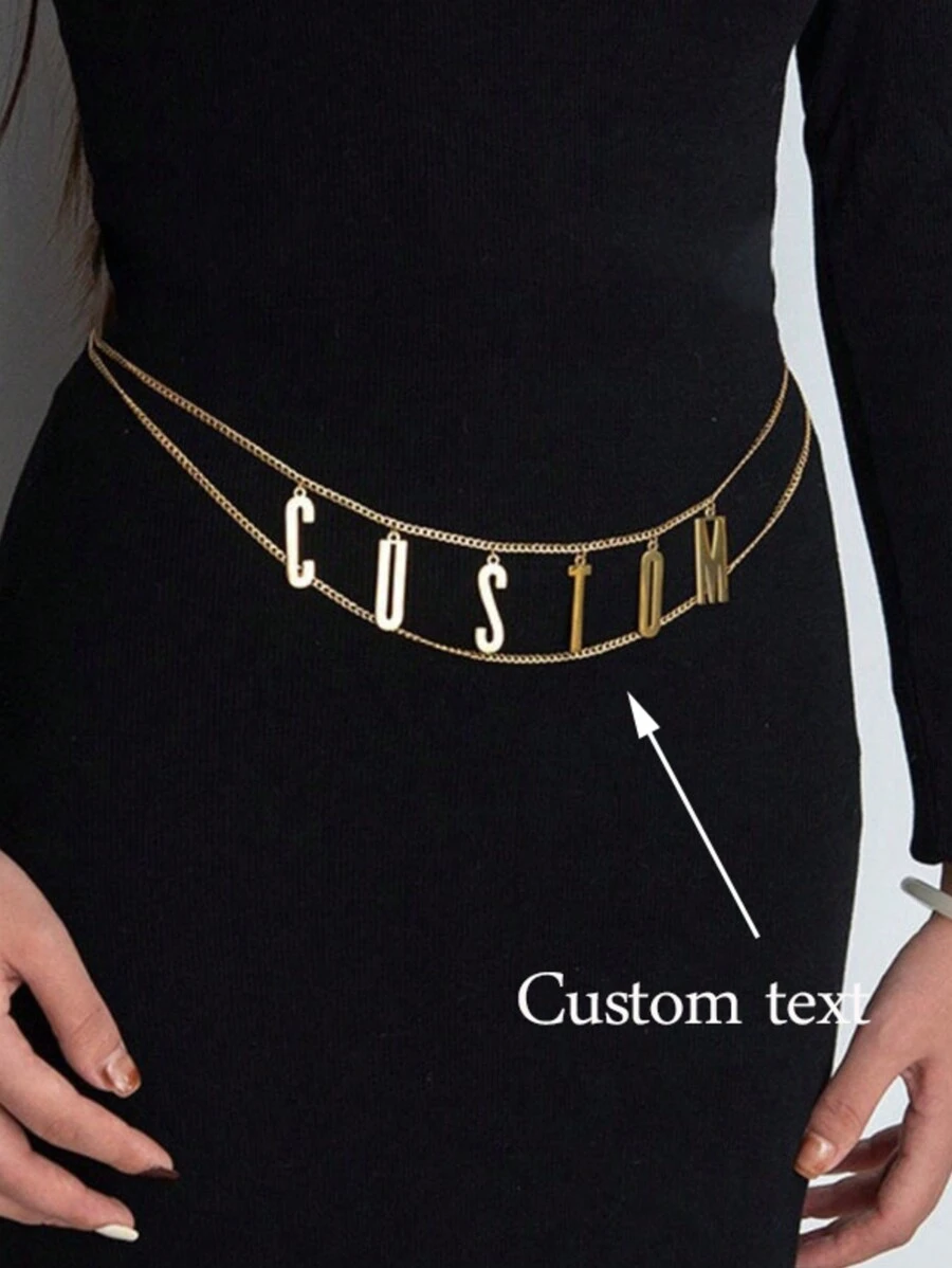 Evening Party Dresses Customized Name Waist Chain Personalized Name ...