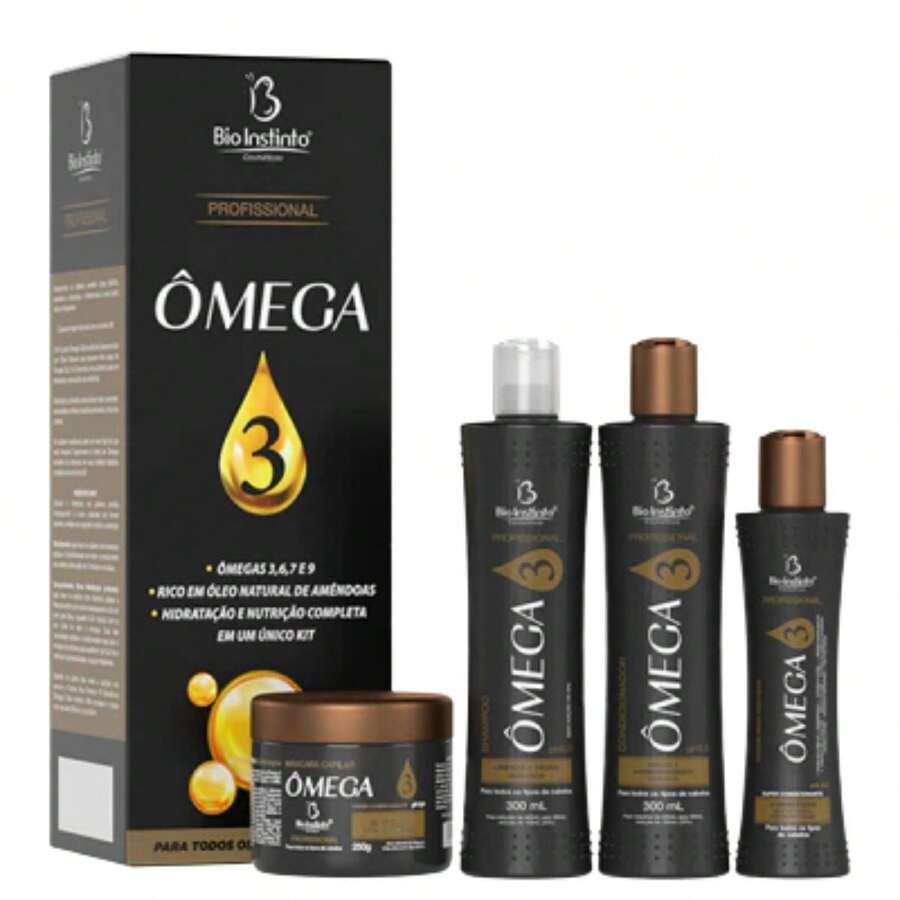 Kit Capilar Ômega 4 itens Shampo Condicionador Máscara e Creme de ...