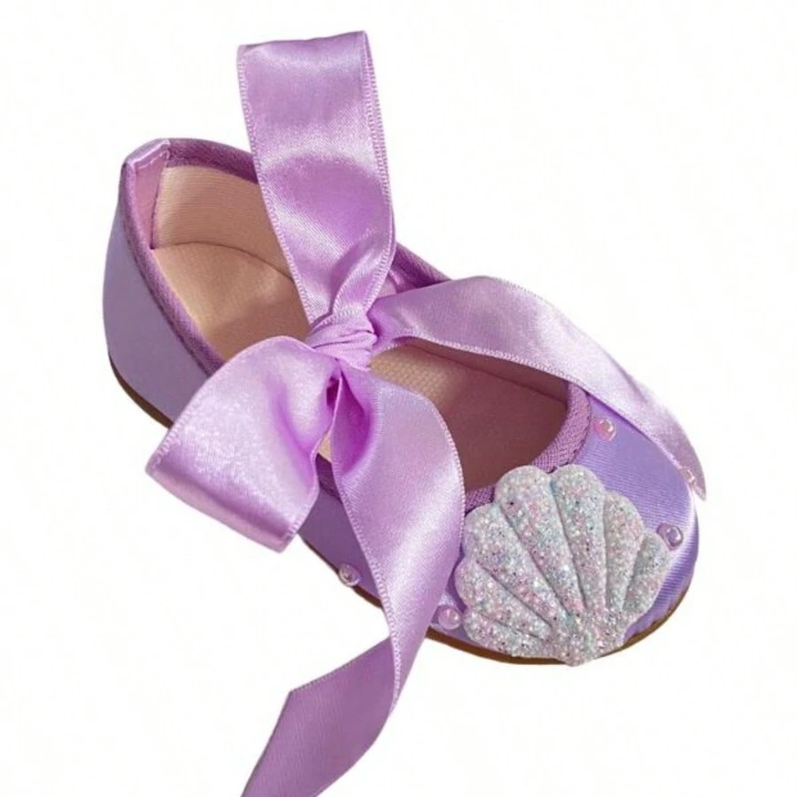 Custom Children's Shoe With Lilac Mermaid Shell Ribbon | SHEIN USA
