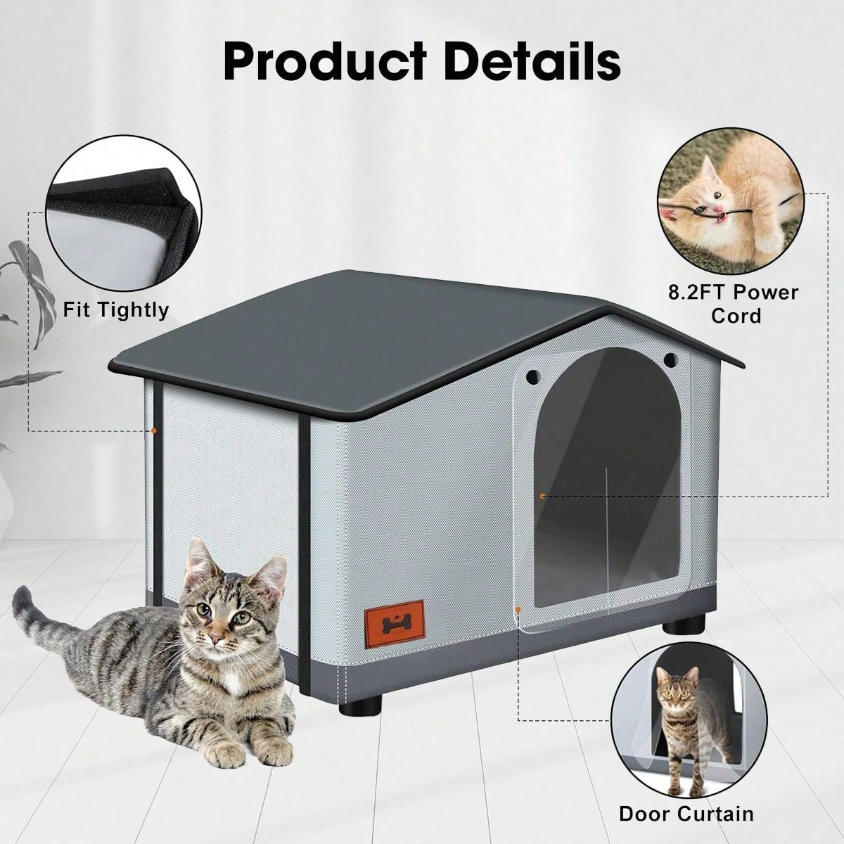 1 Set Waterproof Cat House For Indoor/Outdoor Use, With Winter Warm Pad ...