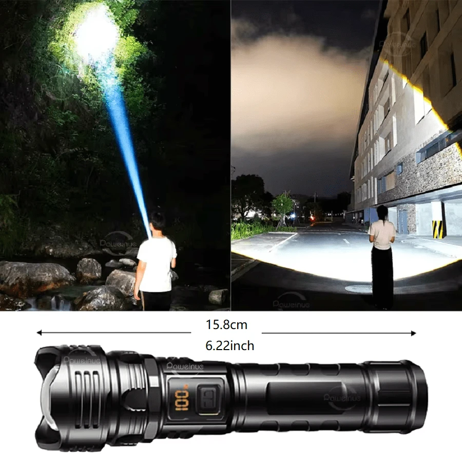8000LM Latest High Power Led Flashlights White Laser Telescopic Zoom ...