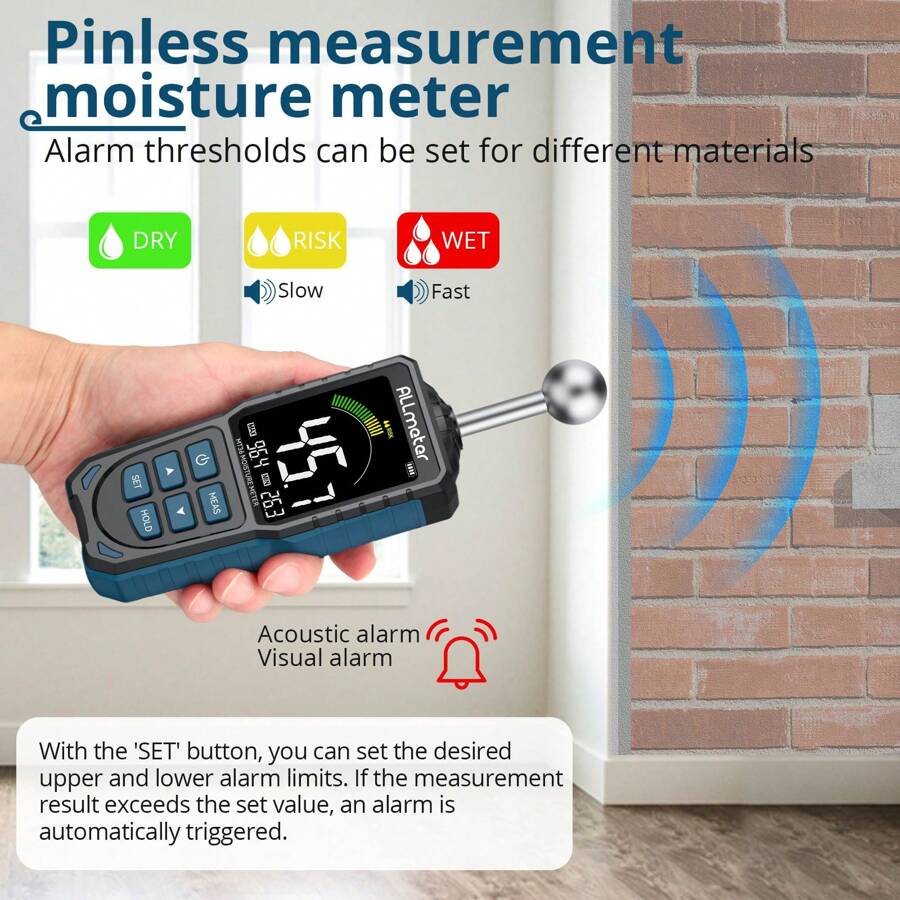 ALLmeter Spherical Damp Meter Rechargeable Moisture Meter Wood Drywall ...