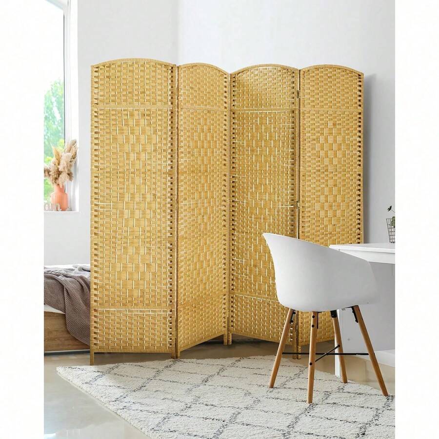 6ft. Tall Extra Wide Folding Privacy Screens With Diamond Double-Weave ...