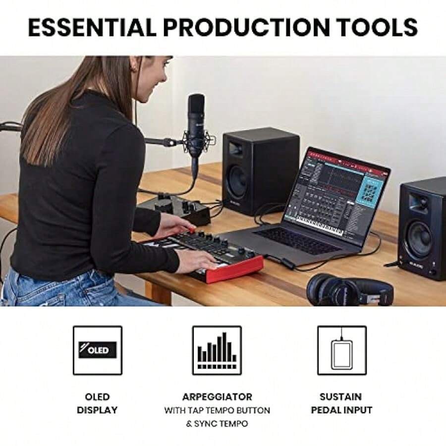 AKAI MPK Mini Play MK3 MIDI Keyboard Controller Built-In Speaker Sounds ...