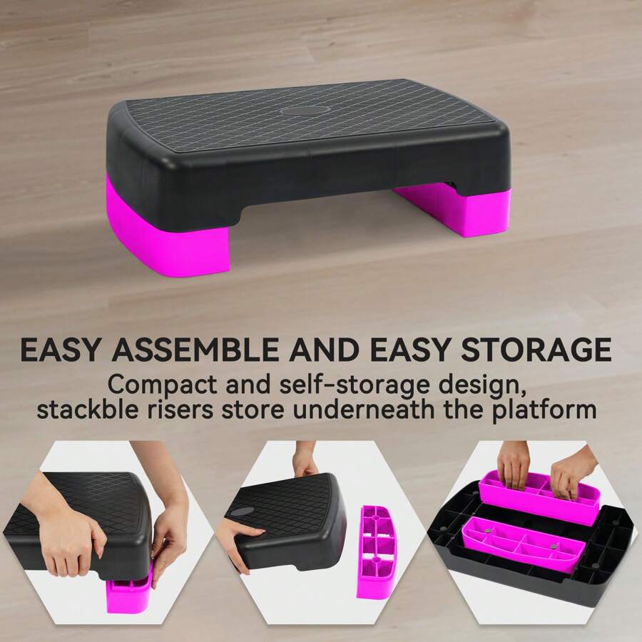 Workout Aerobic Exercise Step Platform With 2 Risers, Lightweight ...