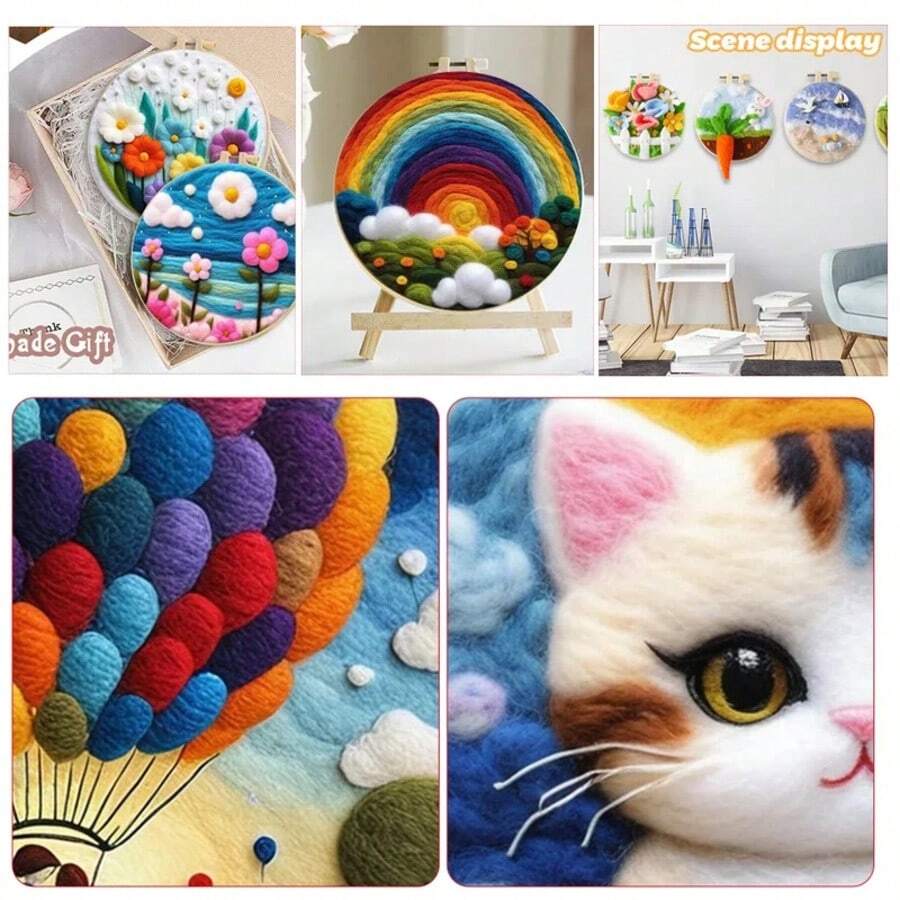 Creative Felting Painting For Beginner DIY Wool Embroidery Kit Tree ...