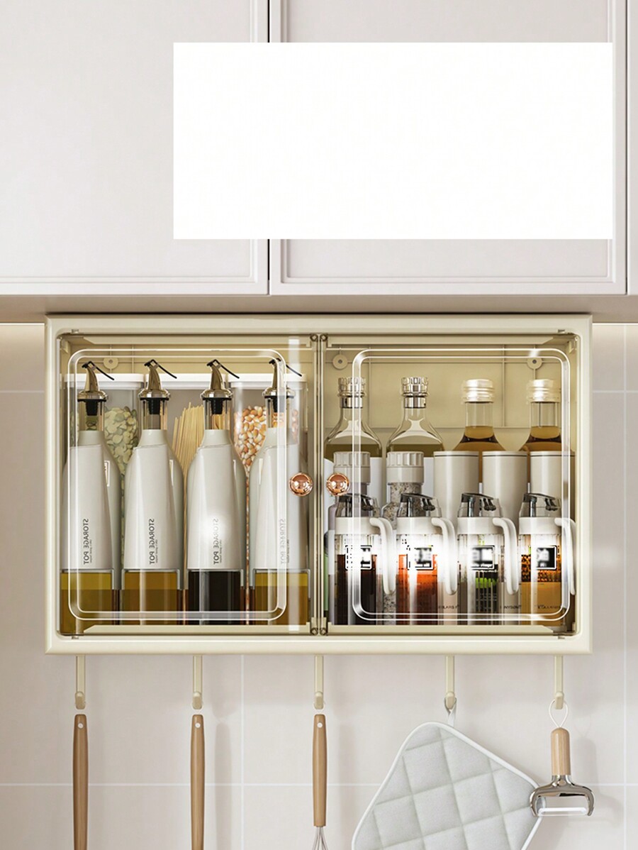 1pc Wall-Mounted Kitchen Storage Cabinet With Large Capacity And Multi ...