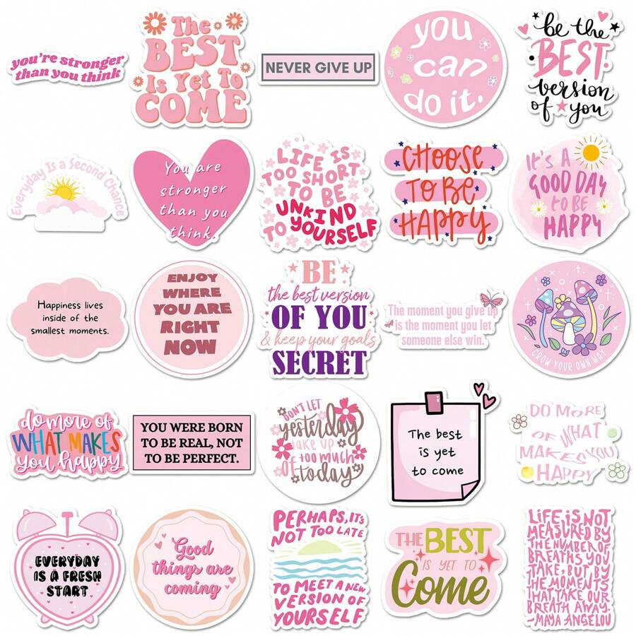 50PCS Pink Stickers Aesthetic Motivational Stickers Affirmation ...