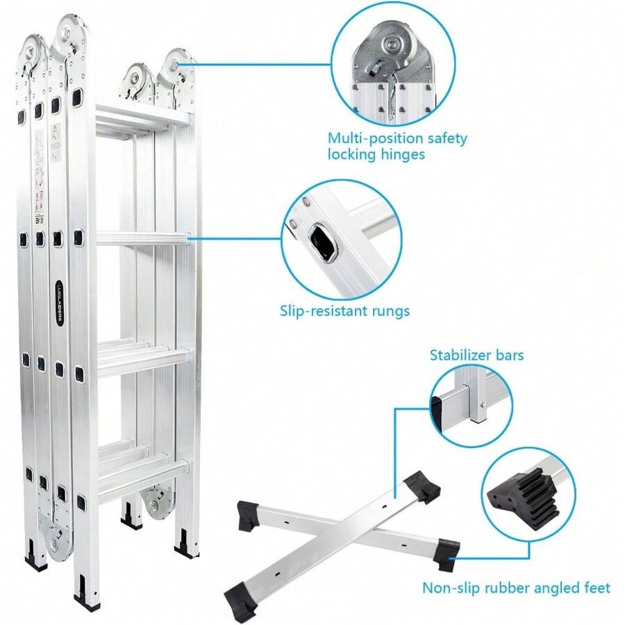 Step Ladder Folding Ladder, Multi-Purpose Aluminium Extension 7 In 1 ...