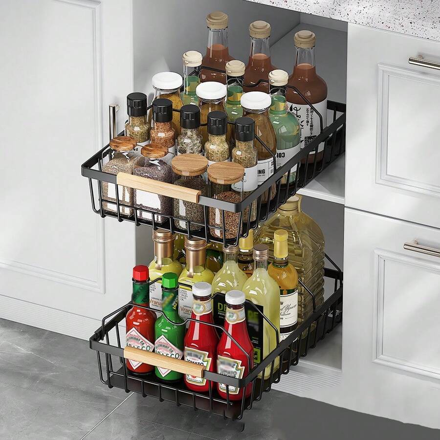 Pull Out Cabinet Organizer, No Drill Pull Out Shelves For Closets ...