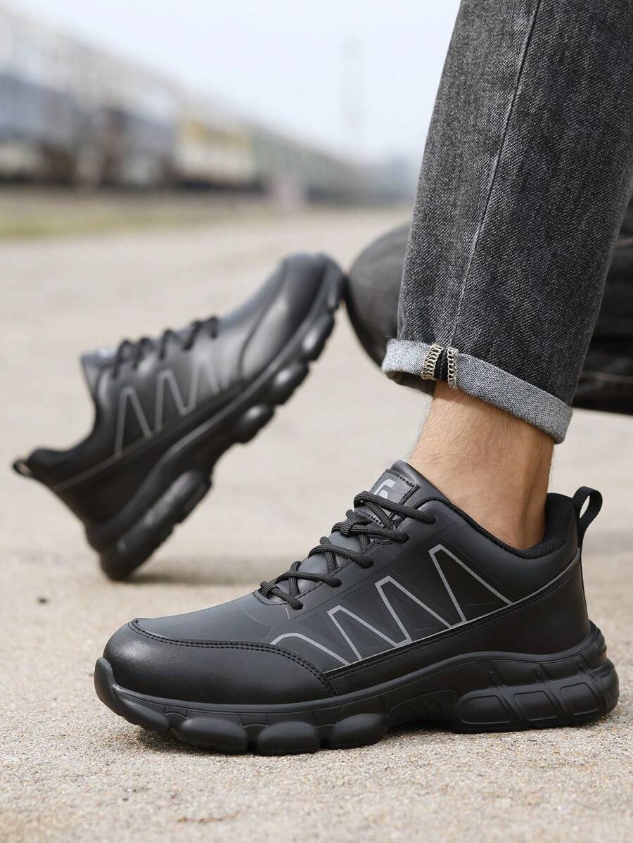 GUYISA Herren Schwarze sportliche Sicherheitsarbeitschuhe mit stoß- und durchstichhemmender ...