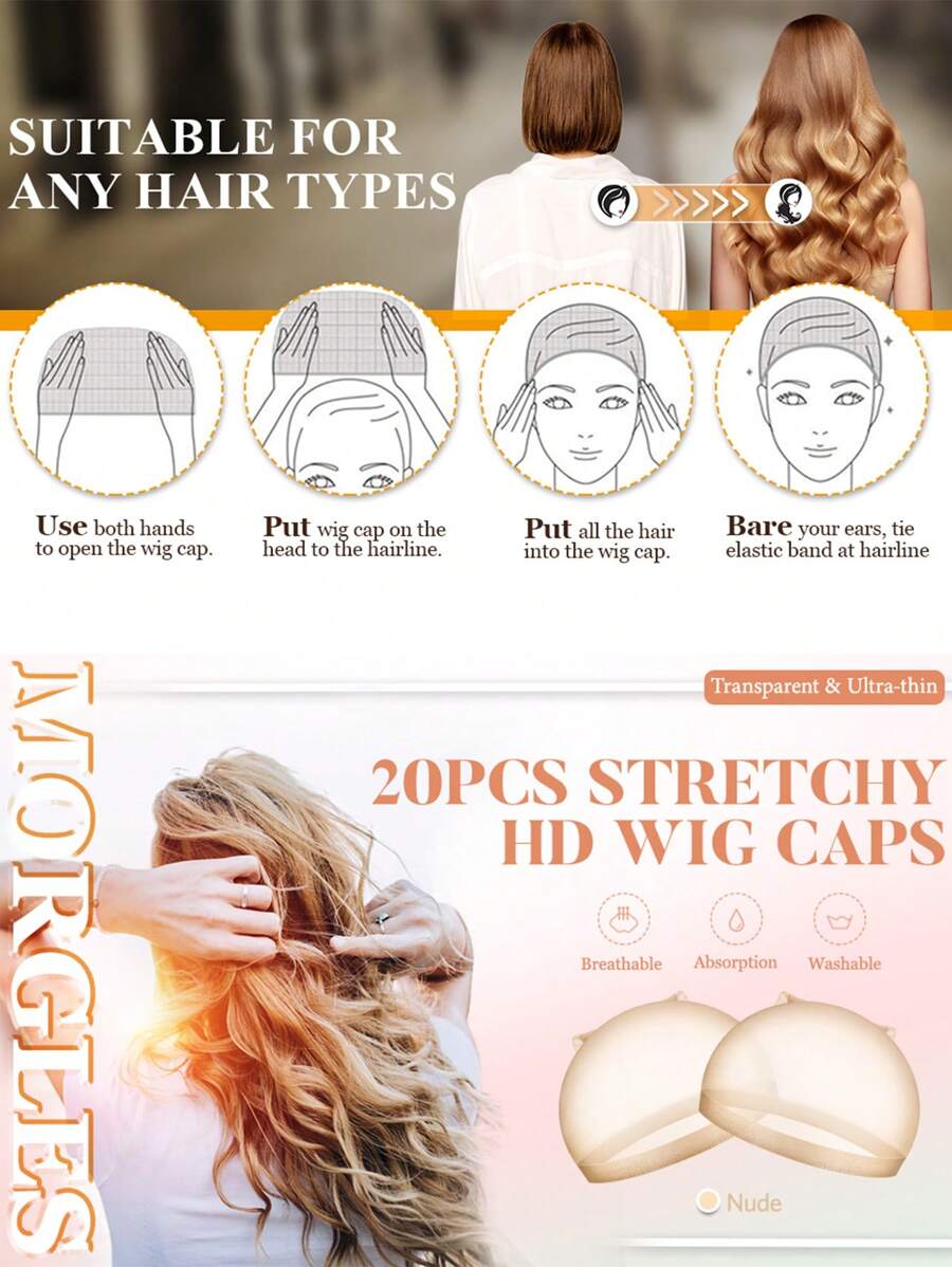 Transparent HD Wig Cap For Women, Stretchy Nylon Wig Cap, Invisible ...
