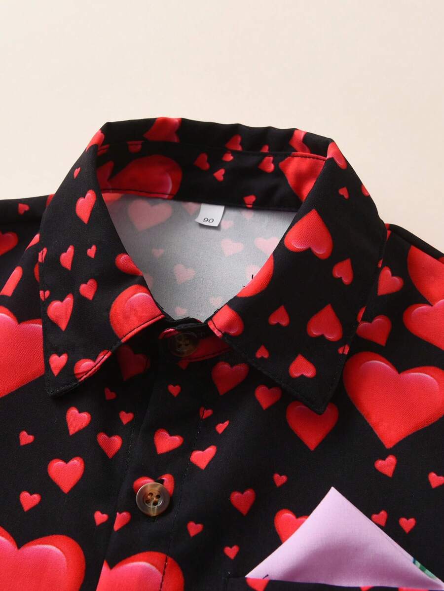 Young Boy New Heart-Shaped Collar Long Sleeve 2-Piece Outfit, Suitable ...