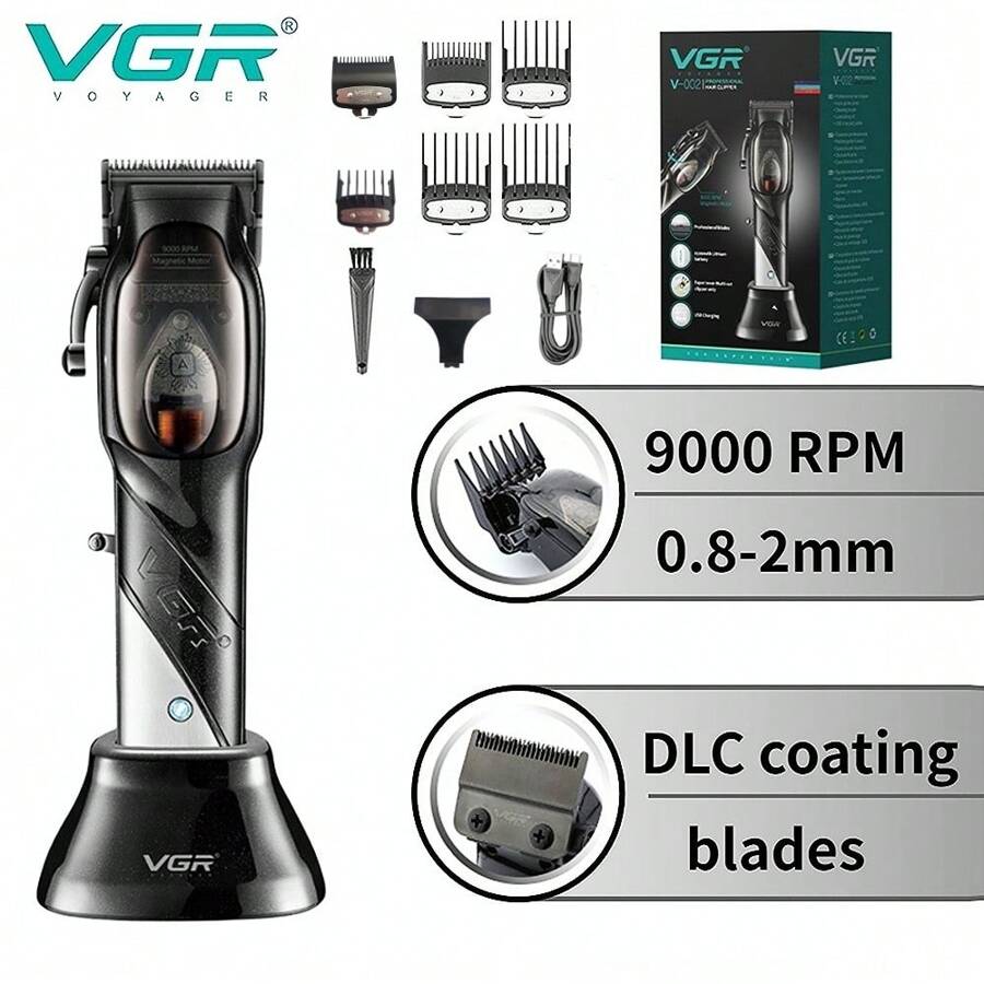 VGR VGR Hair Clipper Ajustável 9000 RPM Hair Clipper Recarregável Ajuste Livremente O ...