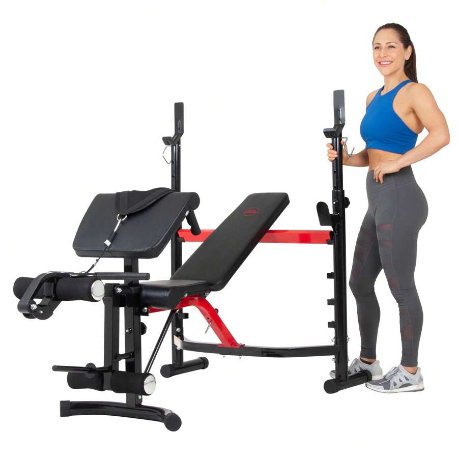 Body Champ BCB5268 Weight Bench With Arm Curl And Curl Bar Attachment ...