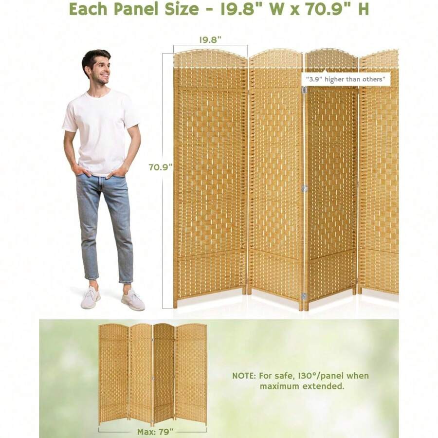 6ft. Tall Extra Wide Folding Privacy Screens With Diamond Double-Weave ...