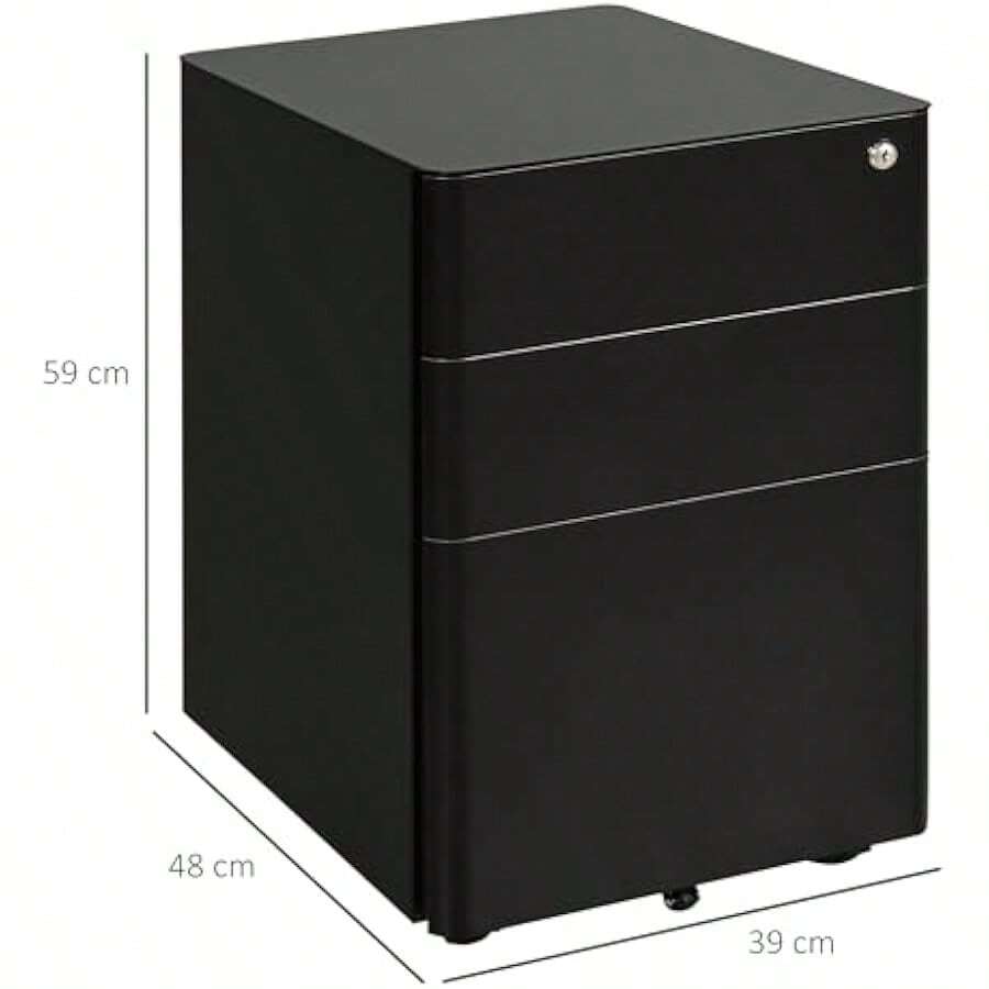 3 Awer Lockable Steel Rolling File Cabinet With 5 Wheels Pencil Case ...