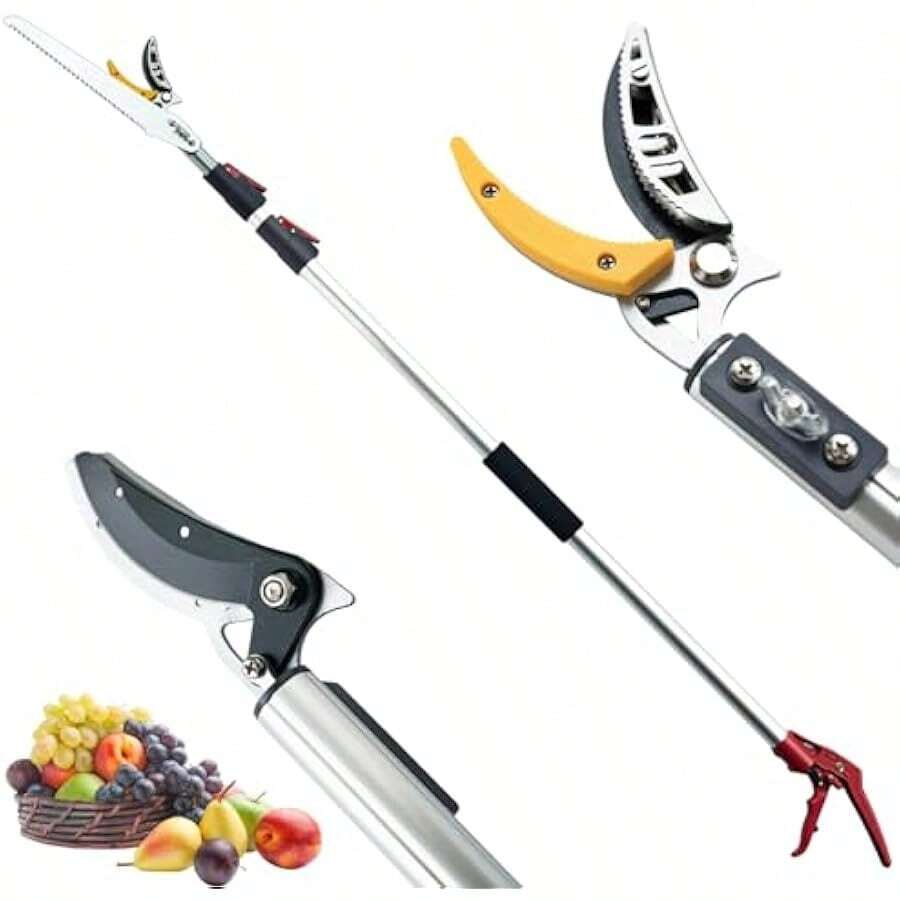 1.4-3m Extendable Long Reach Pruner Telescopic Pole Saw Fruit Picker ...
