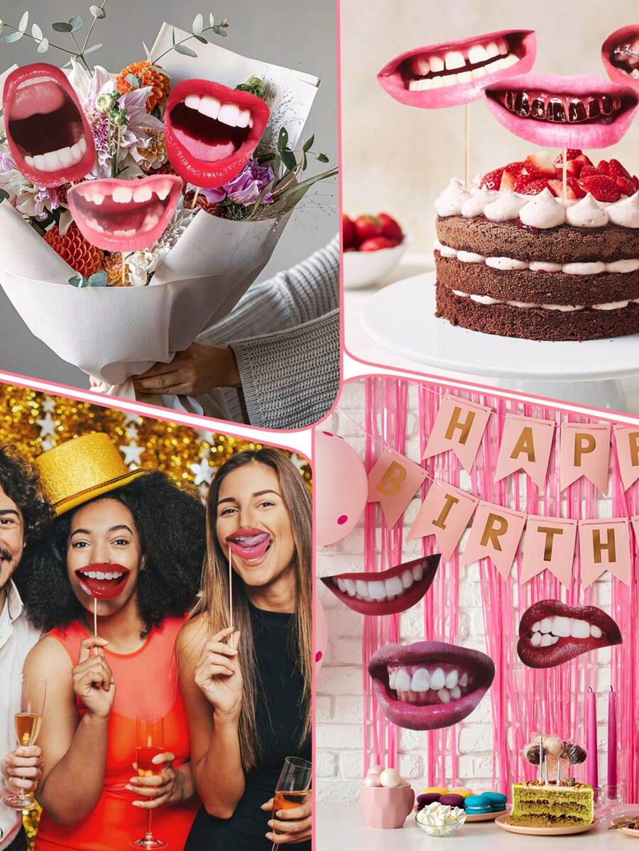 20pcs/40pcs Party Photo Booth Props, Funny Mouth Lips Photo Booth Prop ...