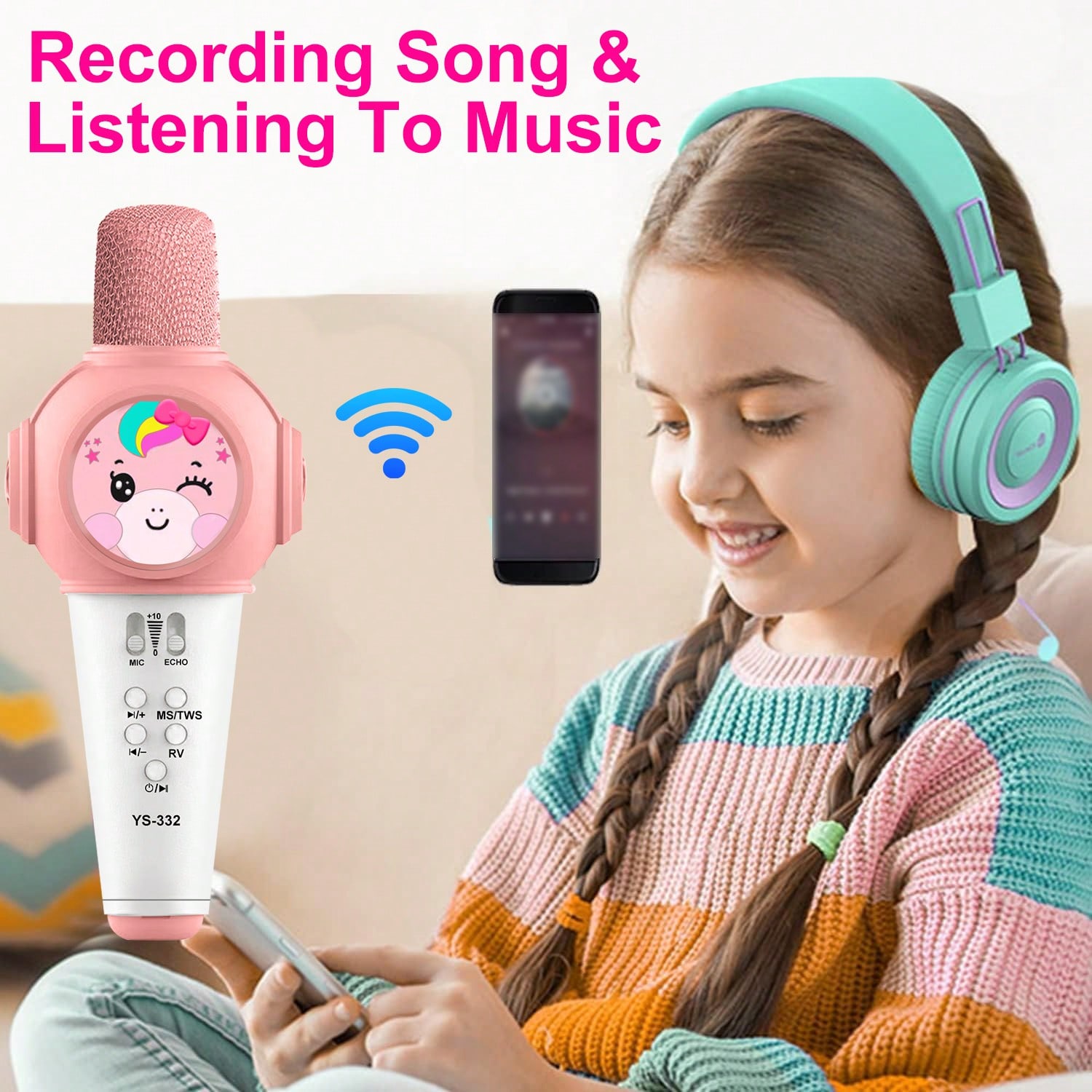 Kids Karaoke Microphone Machine Toy, Bluetooth Microphone, Birthday ...