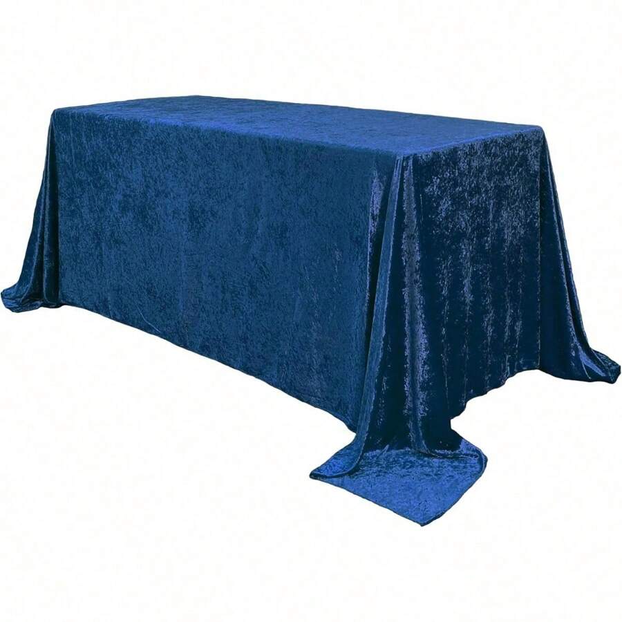 90 X 156 Inch Rectangular Crushed Velvet Tablecloth For 8 Ft ...