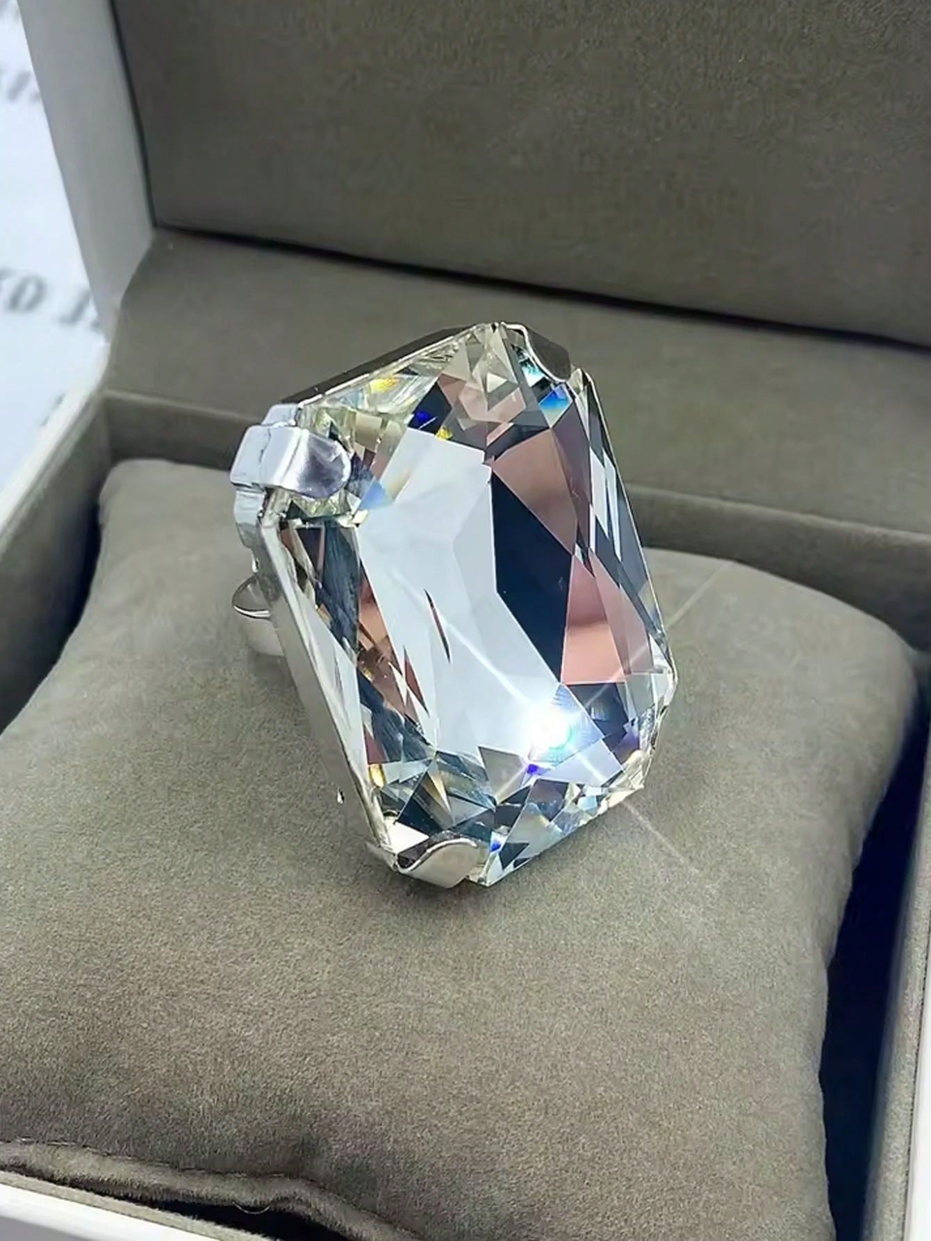 Luxury Red Square Crystal Large Ring Finger Accessories Adjustable 2025 ...