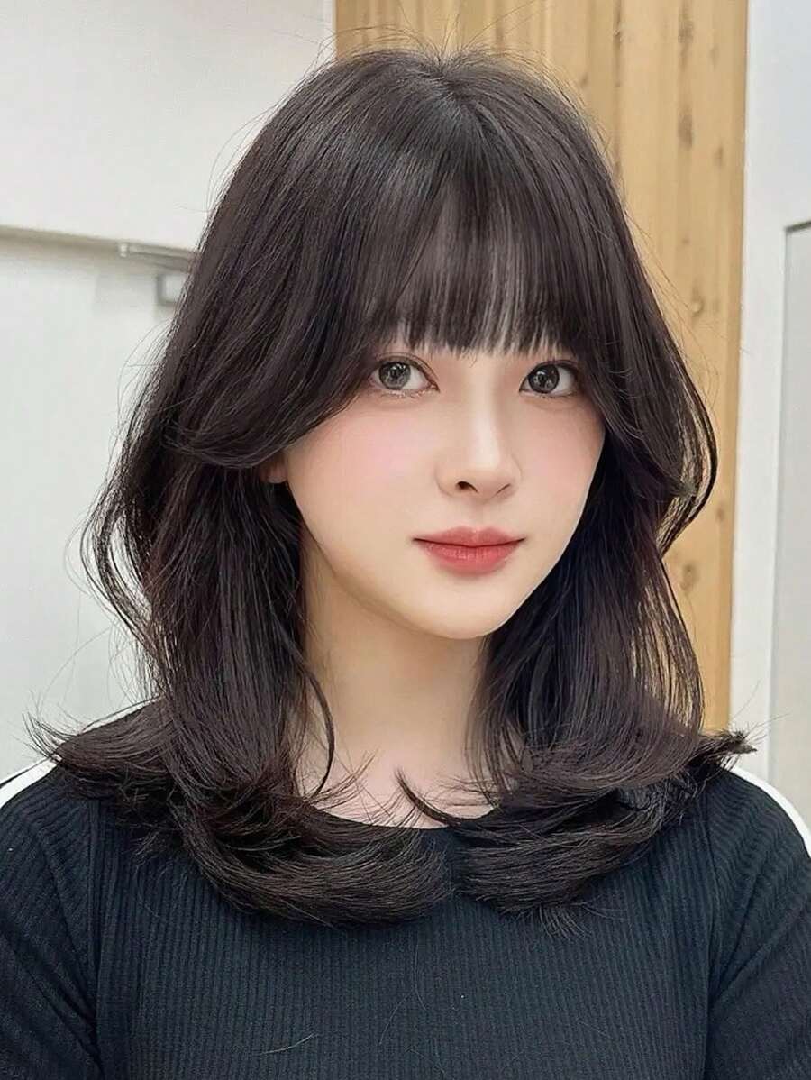 Orange Ju-Ye Full Wig, Daily Large Wavy Cloud Curl Medium Length Curly ...