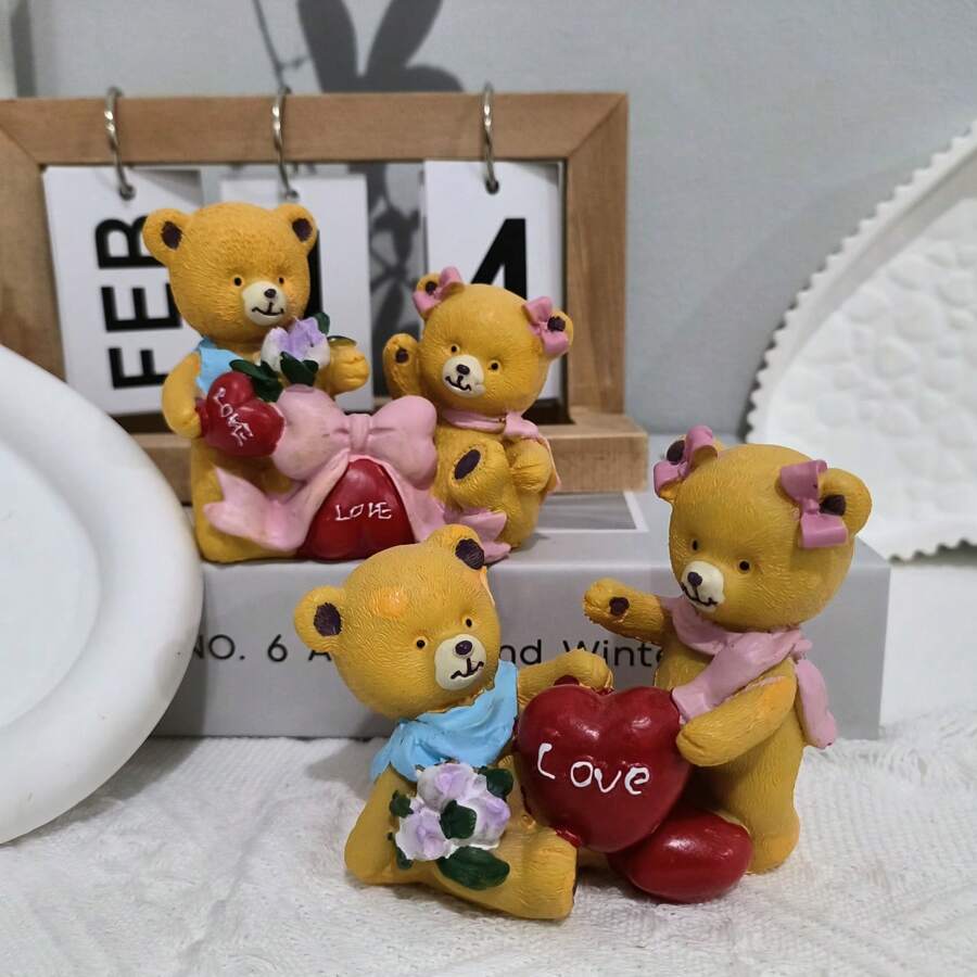 1pc Cute Teddy Bear Hugging Heart For Valentines Day Decorwedding Decorroom Decorhomedecor