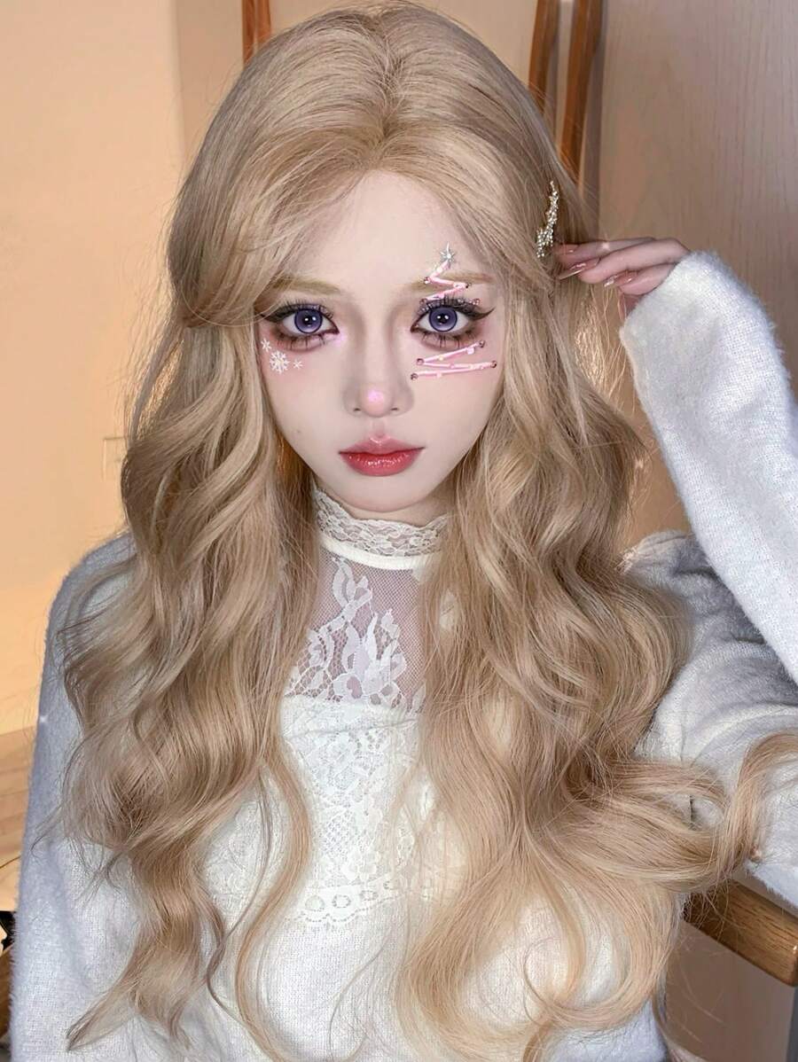 alicegarden Forehead Lace 4*1, Forehead Lace Wavy Wigs Gold Wig, With ...