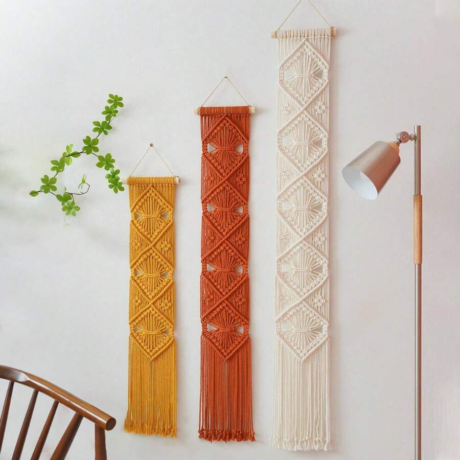 1pc Macrame Wall Hanging, Boho Style Wall Decor Tapestry, Handwoven Colorful Tasseled Wall ...