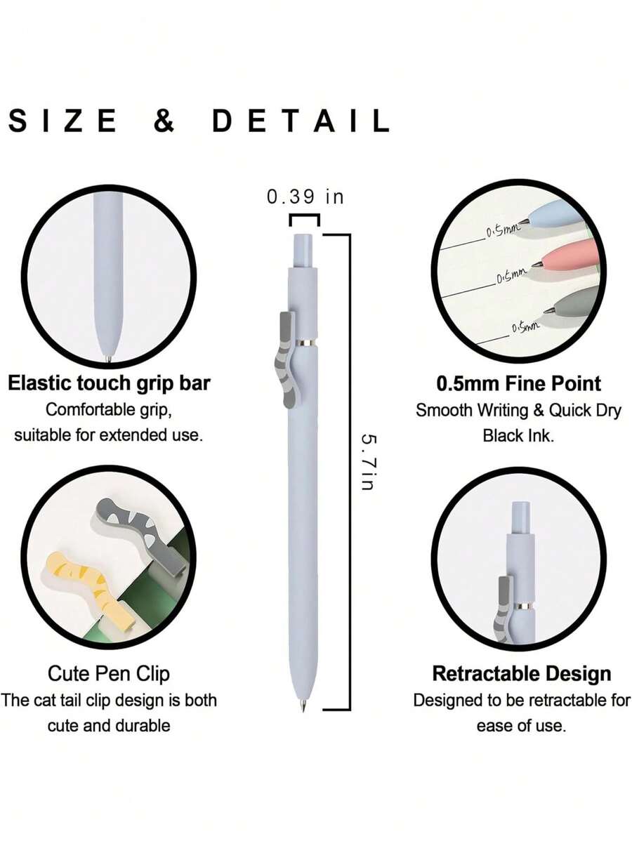 4pcs Cute Cat Push Mechanism Neutral Pens, Student/Office Writing Pens ...