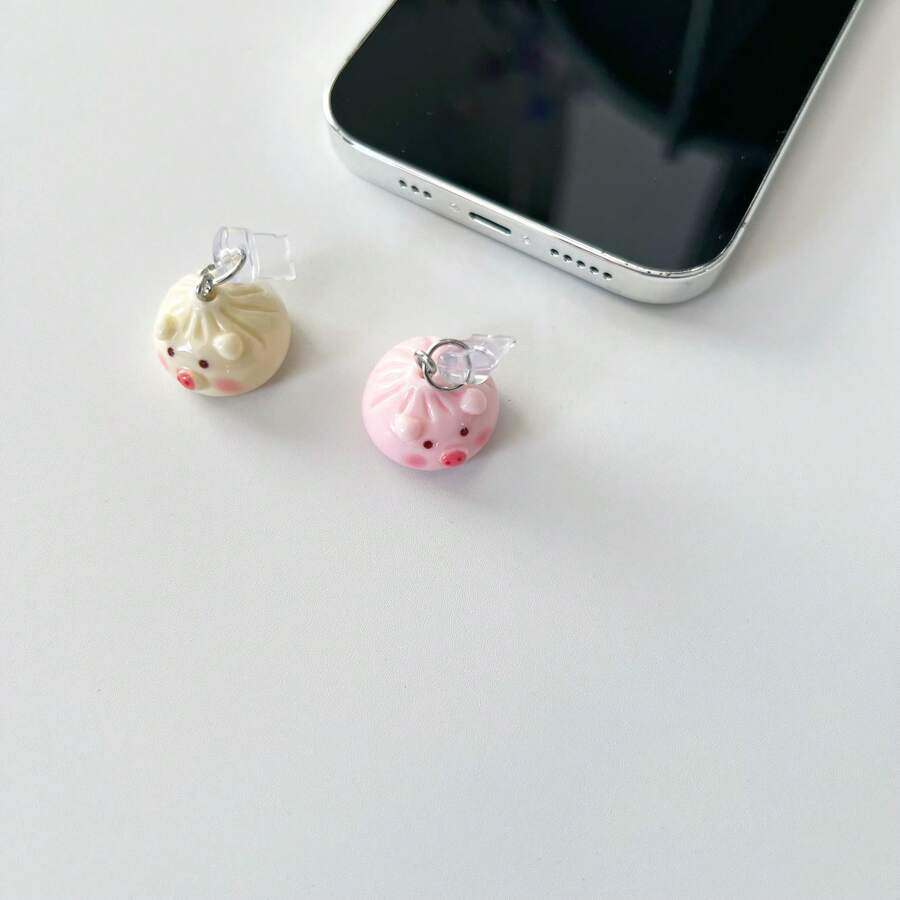 New Cute Bun Pig Shaped Charging Port Dust Plug Suitable For IPhone ...