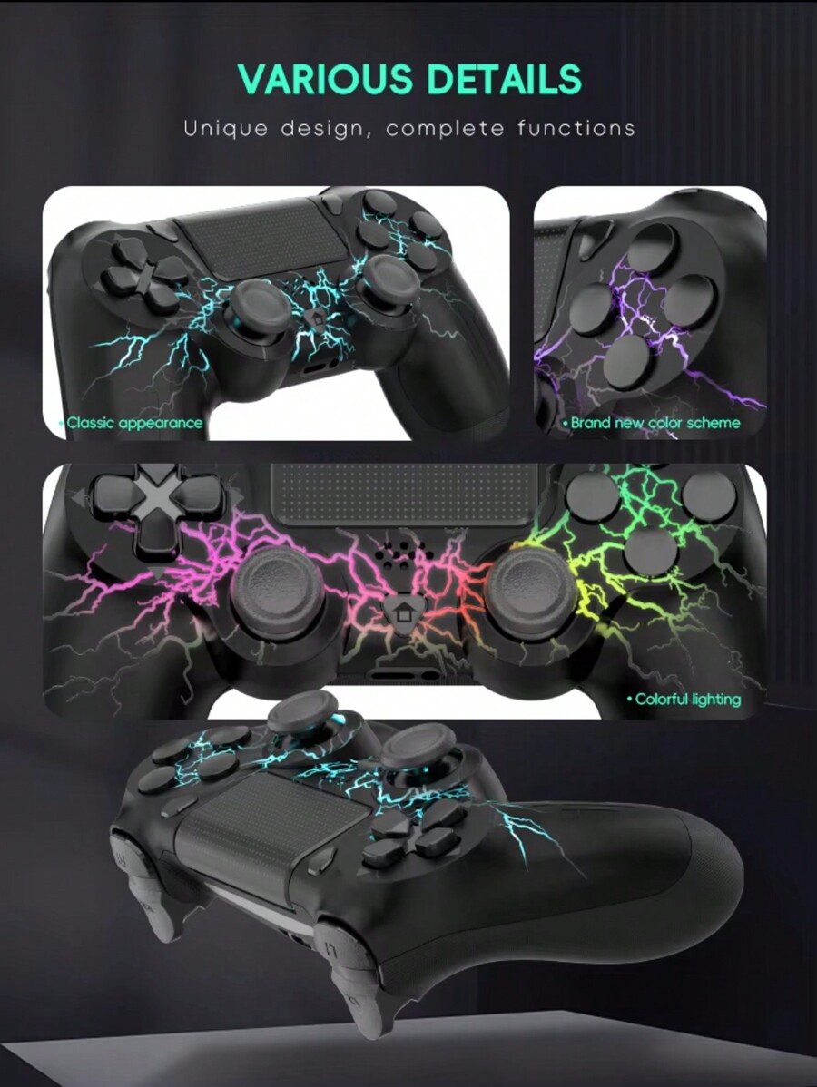 DATA FROG DATA FROG P02 PS4対応コントローラー、LED搭載 カラーゲームパッド、Bluetooth接続 PCジョイ ...