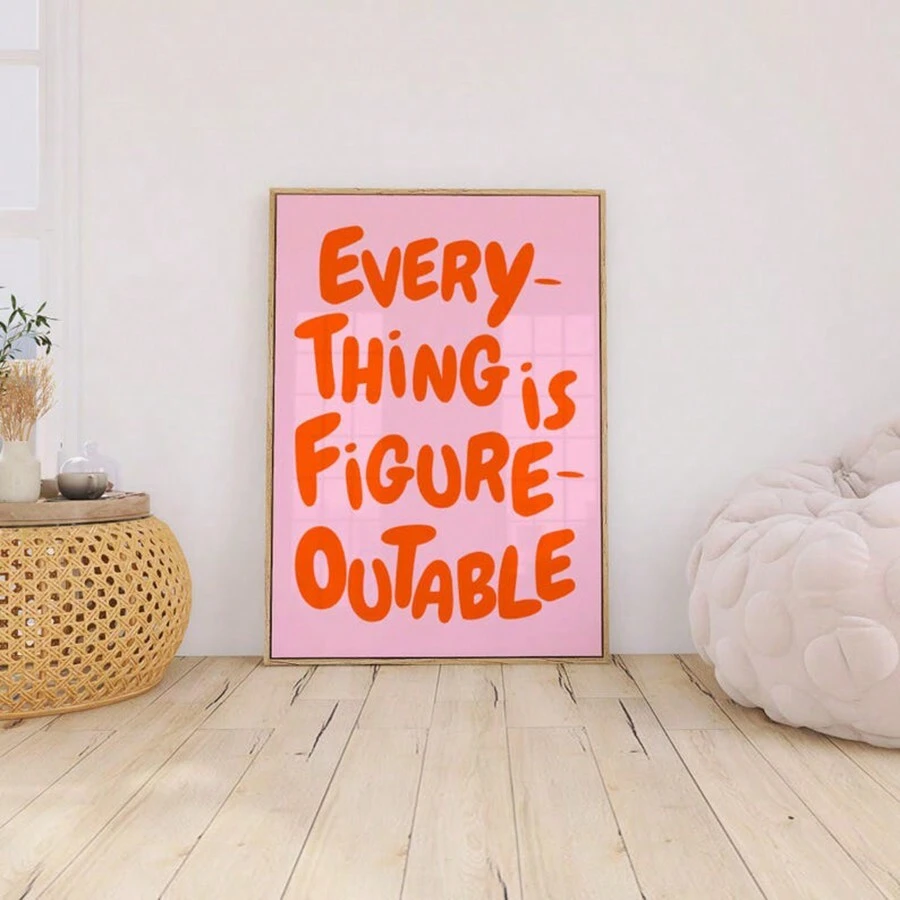 1/2pcs Everything Is Figureoutable Uplifting Quote Print Canvas ...