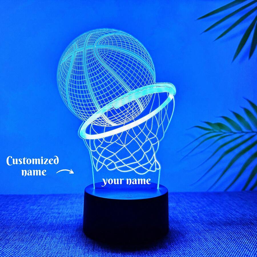 1pc Personalized 3D Illusion Basketball Hoop Lamp, Decorative Night ...