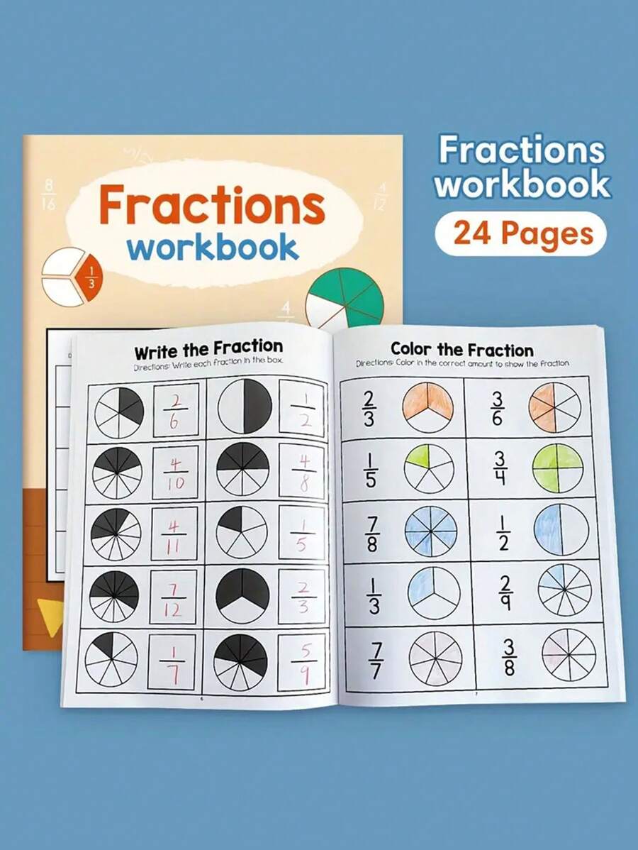 Math Practice Workbook, Fraction Learning Worksheets, Interesting And ...