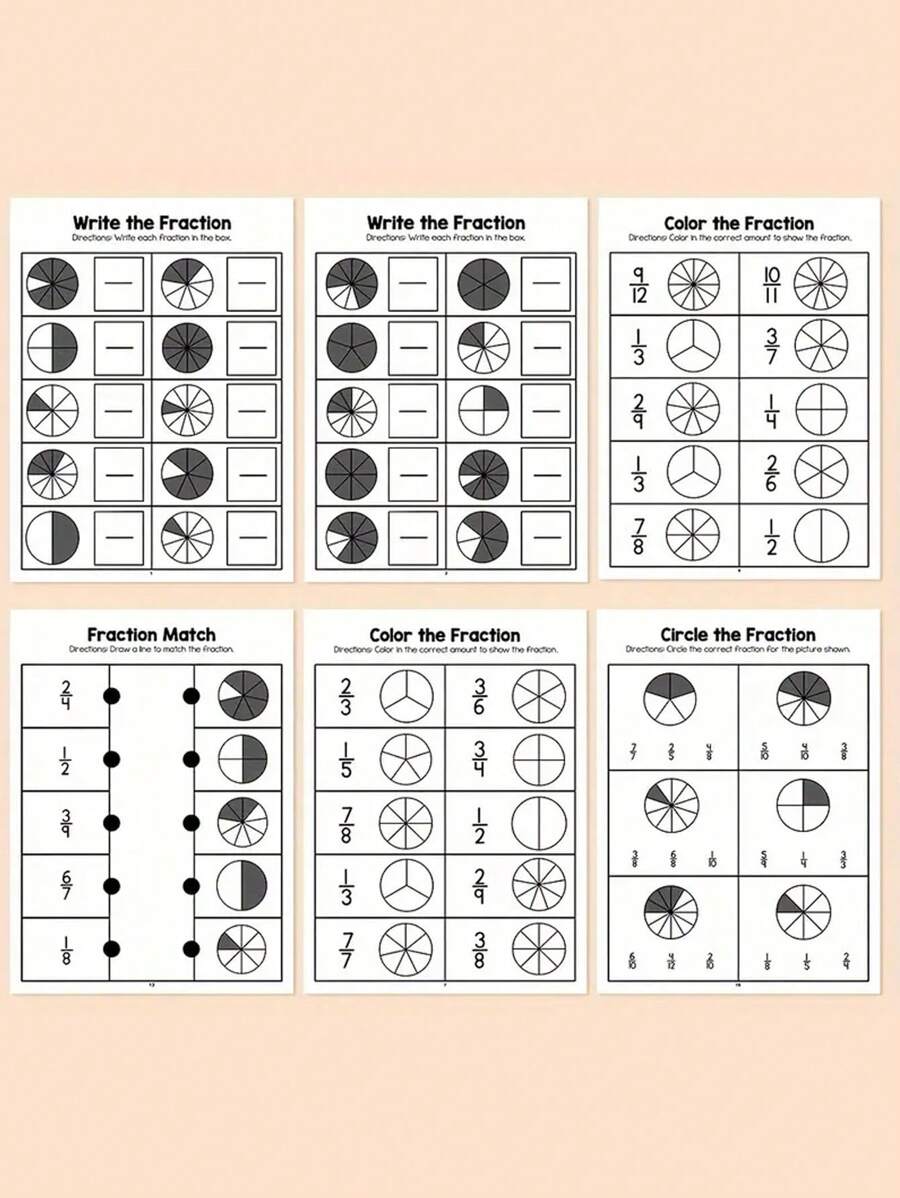 Math Practice Workbook, Fraction Learning Worksheets, Interesting And ...