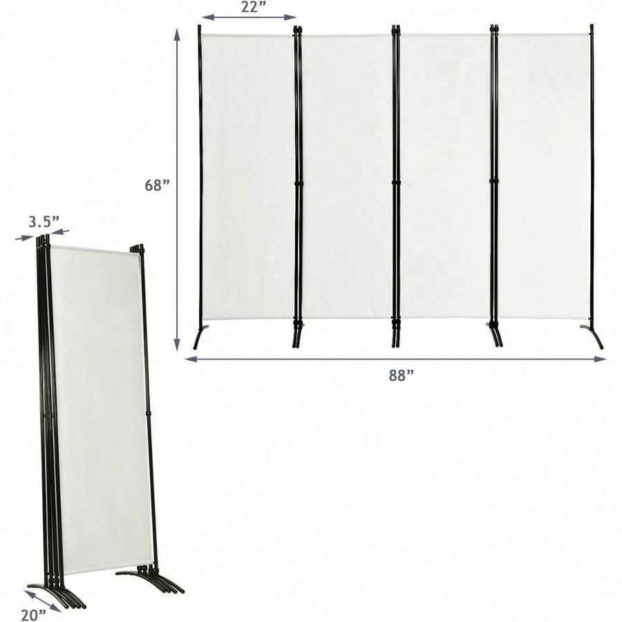 5.6FT Folding Room Divider Freestanding 4-Panel Privacy Screen With ...
